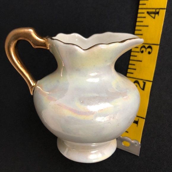 Dining | Vtg Mini Opalescent Gold Plated Trim Creamerpitcher 3 14h ...